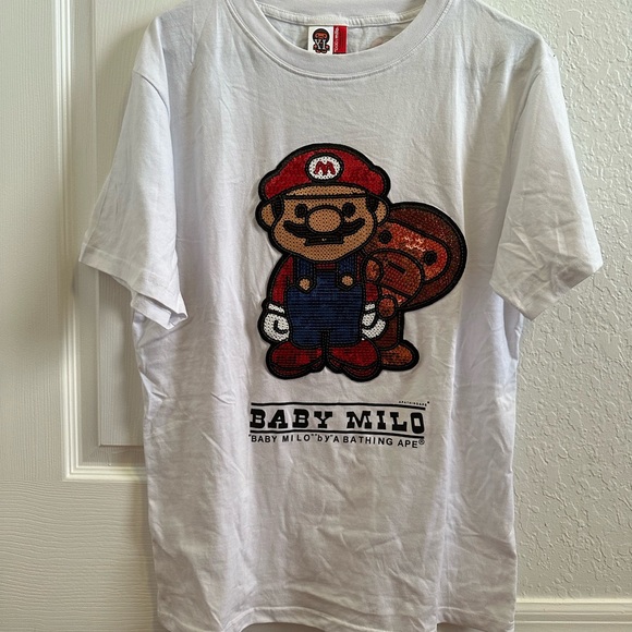Shirts | Rare 209 Super Mario Baby Milo By Bathing Ape With Sequins ...